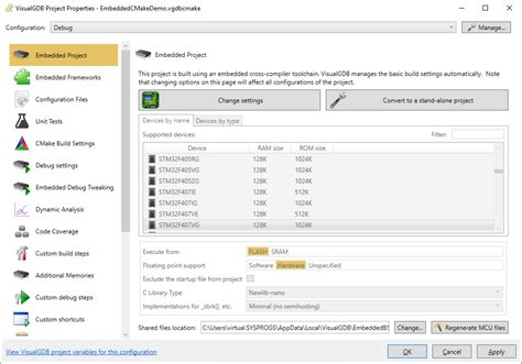 advanced embedded cmake project structure visualgdb documentation