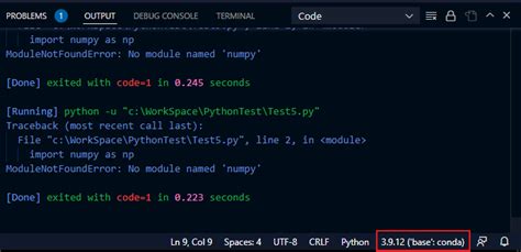 code runner in vs code not running conda python stack overflow