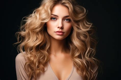 Premium Photo Woman With Long Blonde Hair And Blue Eyes Is Posing For