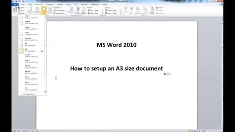 ms word 2010 a3 size document setup youtube