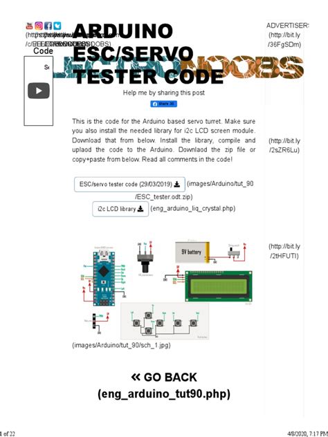 Arduino Code And Instructions For An Rc Servo Turret And Esc