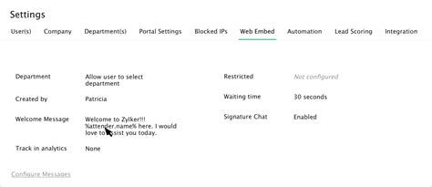 setup dynamic messages zoho salesiq