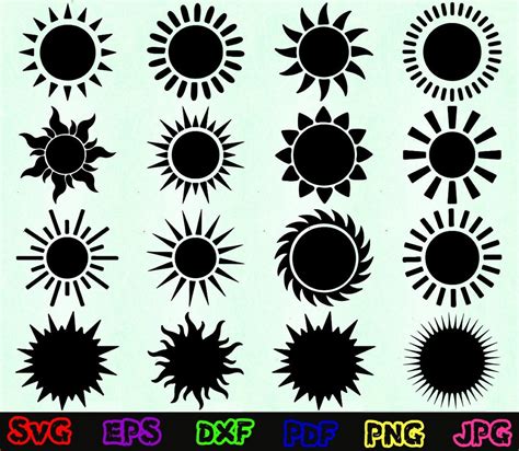 Sun Svg Sun Silhouette Sun Cut Files Sun Svg Bundle Sun Clipart Sun