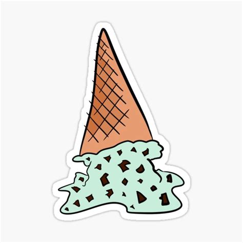 Melted Upside Down Ice Cream Cone Drawing Sticker For Sale By