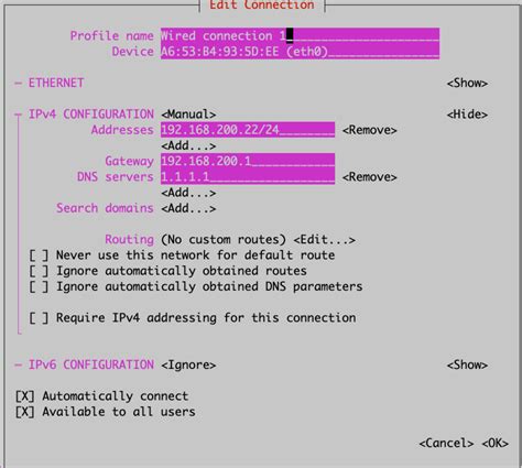 static ip setup on wired nic port rockpi4b ubuntu bionic beginners