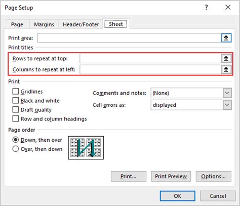 column headers in excel