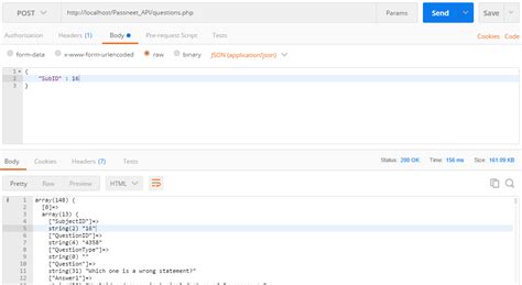 php no json returned in postman if the number of rows