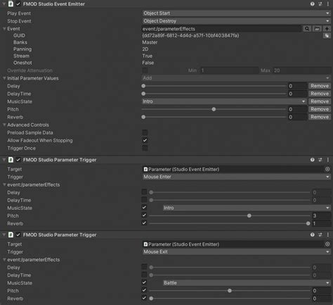 setting fmod parameters in unity alessandro famà
