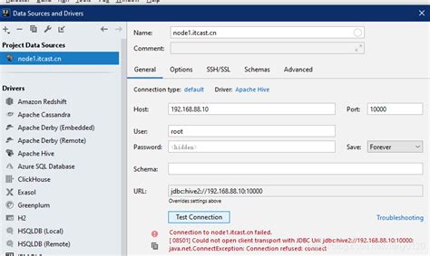 could not open client transport with jdbc uri jdbc hive2 192 168 88