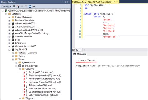 create view sql inserting data through views in sql server