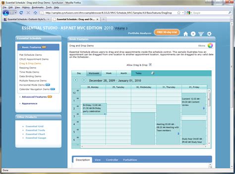 Syncfusion Essential Schedule For Asp Net Mvc