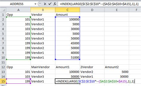 excel formula how to get the highest 2 values of a cell based on
