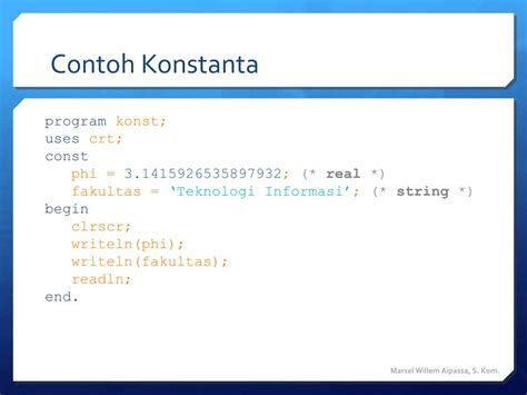 Ppt Identifier Konstanta Variabel And Tipe Data Powerpoint