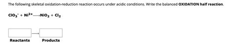 Solved The Following Skeletal Oxidation Reduction Reaction