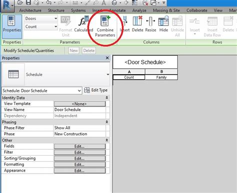 how to merge concatenate fields columns in a schedule autodesk
