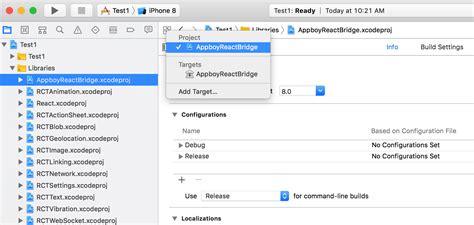 xcode react native build with own configuration in wrong build
