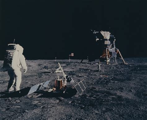 Large Format Buzz Aldrin Sets Up The Psep On The Lunar Surface