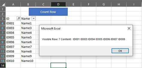 how to properly count visible rows in vba excel stack overflow
