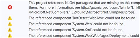 sửa lỗi the referenced component could not be found nuget package