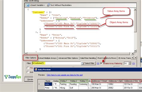 ssis json source load rest api or json file to sql table zappysys