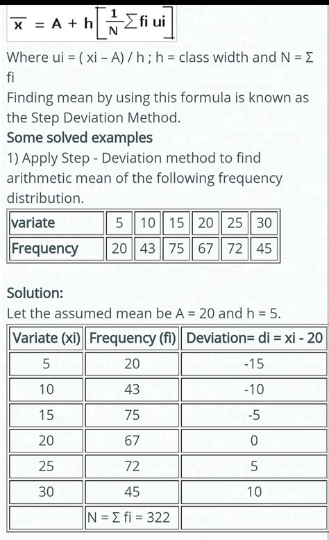 Write The Formula To Find The Mean Using Deviation Method And Explain