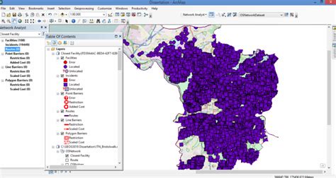 arcgis desktop running network analyst for closest facility anaysis