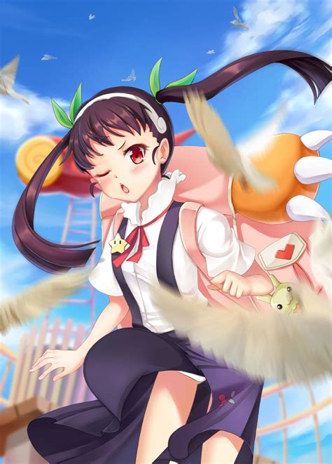 Safebooru 1girl Absurdres Artist Request Backpack Bag Bird Black Hair