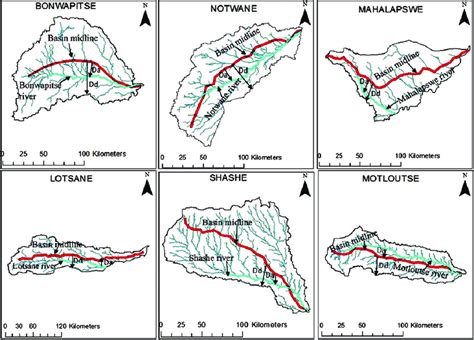 Maps Showing The Asymmetry Factor For The Subbasins The Red Line Shows
