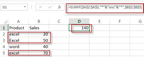 sumif when partial text string match free excel tutorial