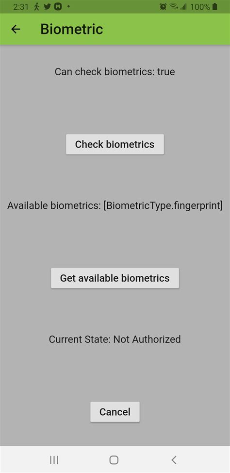 in flutter i am using local auth 0 6 2 3 package and implemented the