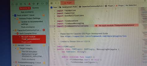 xcode no such module firebaseinstallations issue on ionic