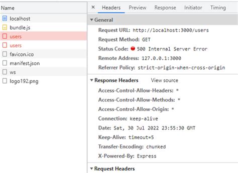 node js proxy error could not proxy request users from localhost