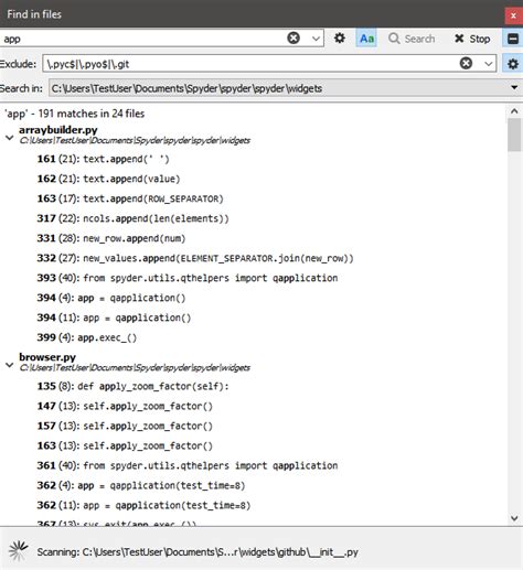 find in files — spyder 3 documentation