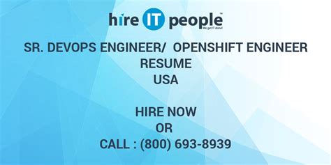 sr devops engineer openshift engineer resume hire it people we