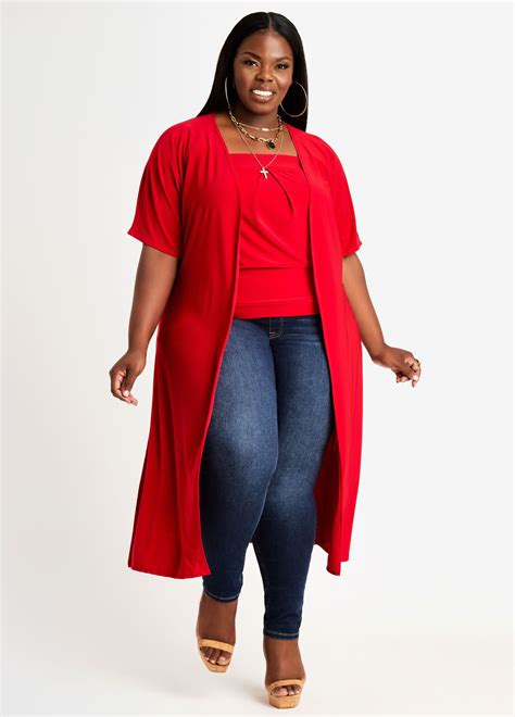 Plus Size Slinky Strapless Pleated Tube Top Duster Knit 2pc Set Plus