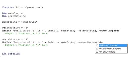 vba excel strings functions instr