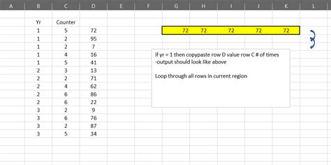excel copy and paste cell value x amount of times then