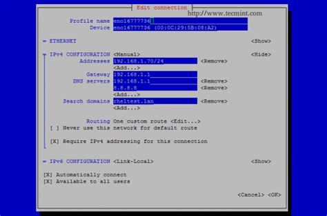 how to configure network static ip address and manage services on rhel