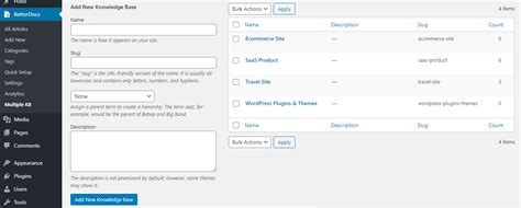 how to create multiple knowledge bases in one wordpress site using