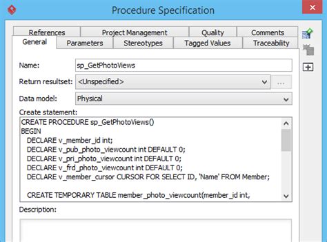 modeling stored procedures in erd