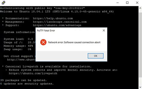 Putty Fatal Error Network Error Software Caused Connection Abort