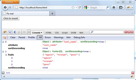 debugging tutorial — the dojo toolkit reference guide