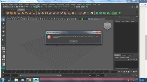 isuue fialed to apply color management ettings on file open fialed to