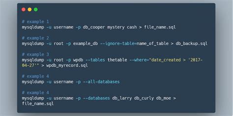 how to use mysqldump to create a backup of your database