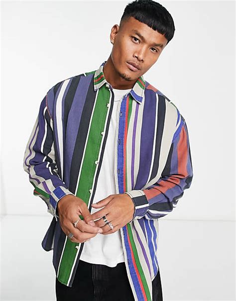 Asos Design Oversize Hemd Aus Twill Mit Streifenmuster Im 90er Stil