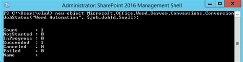 test the word automation service application with powershell