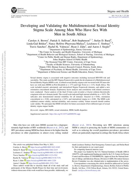 Developing And Validating The Multidimensional Sexual Identity Stigma