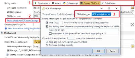 linux debugger settings visualgdb documentation