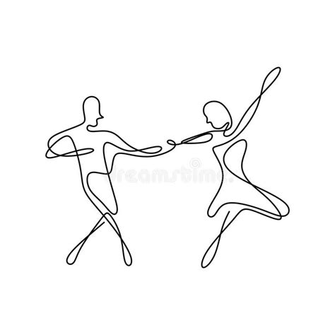 Continuous Line Drawing Of A Man And A Woman Are Dancing The Concept