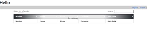 javascript data table does not display data and stuck in the